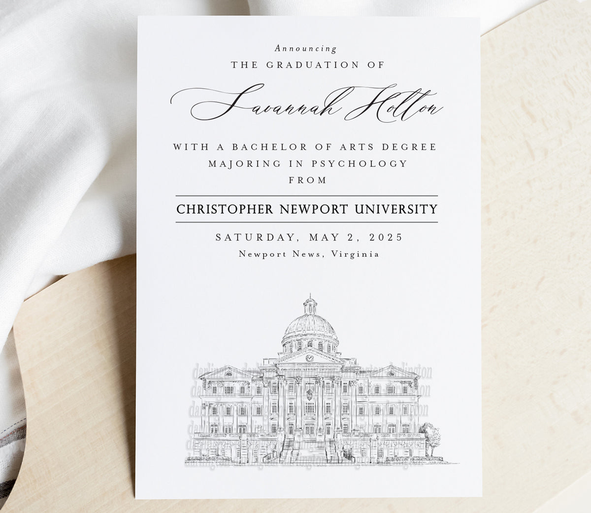 Christopher Newport University Graduation Announcement, Invitation, In ...