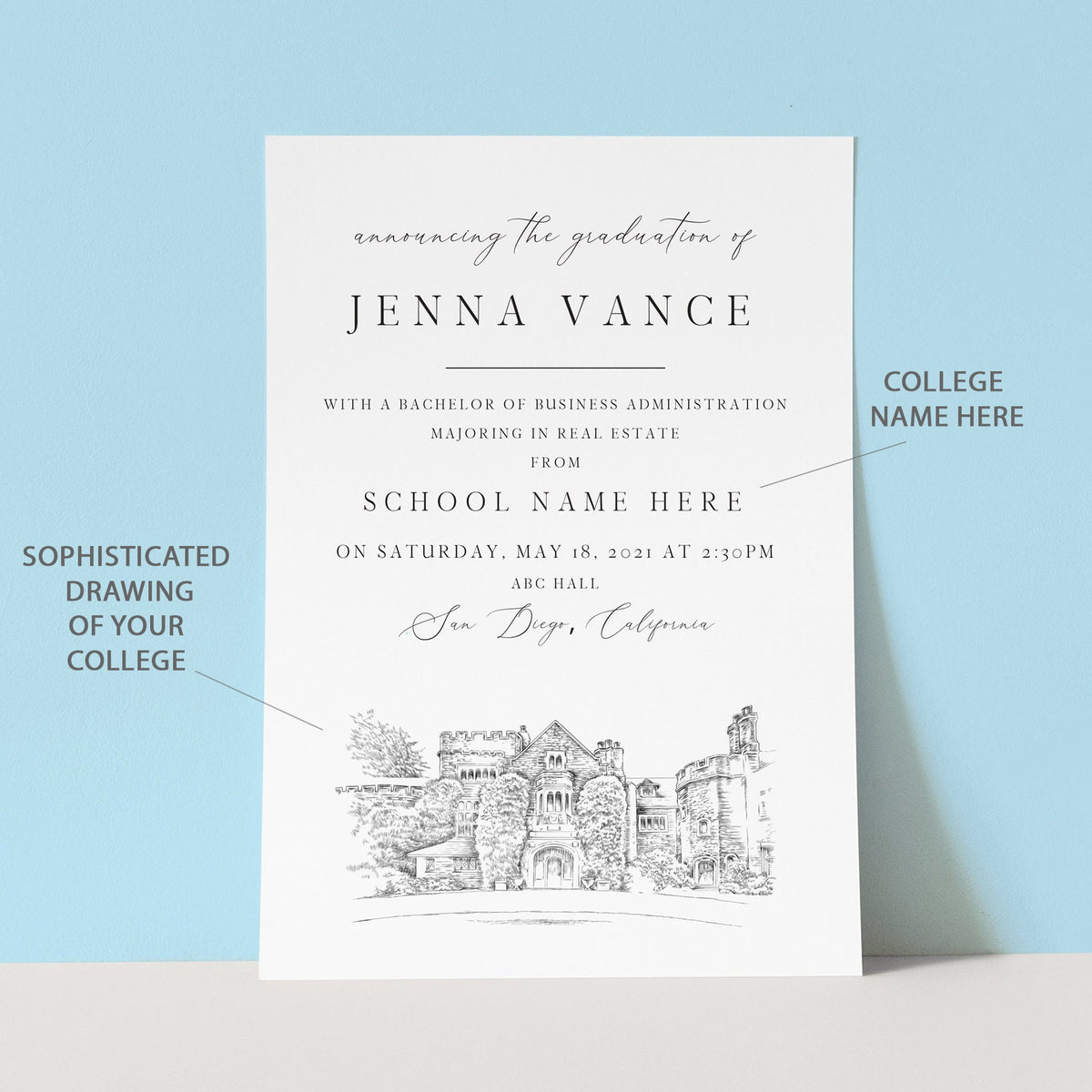 University Graduation Announcement, Grad Announcements, College, Tech ...