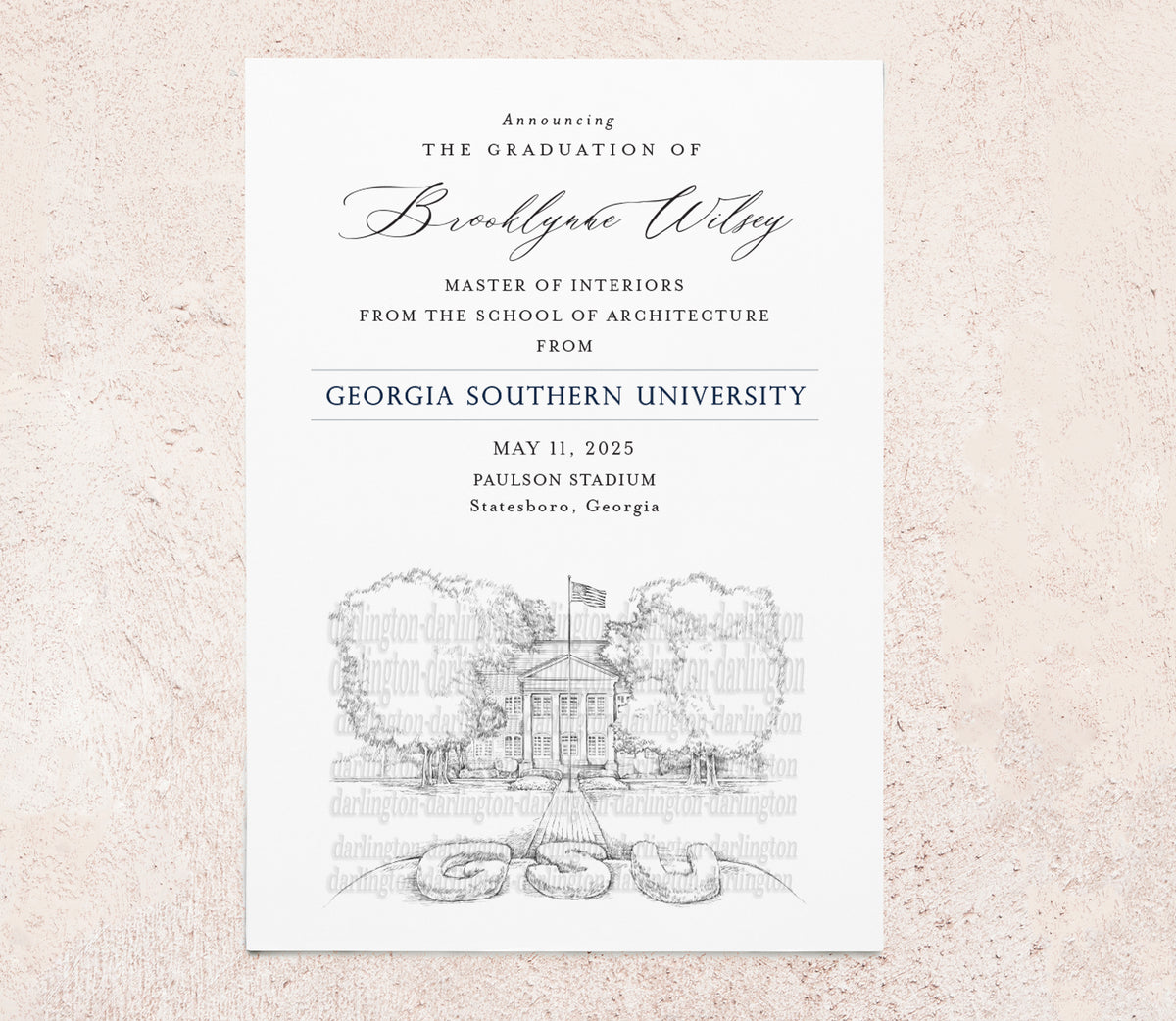 Georgia Southern University Graduation Announcement, Invitation ...