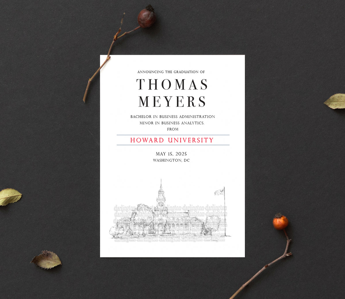 Howard University Graduation Announcement, Invitations, Washington, DC ...