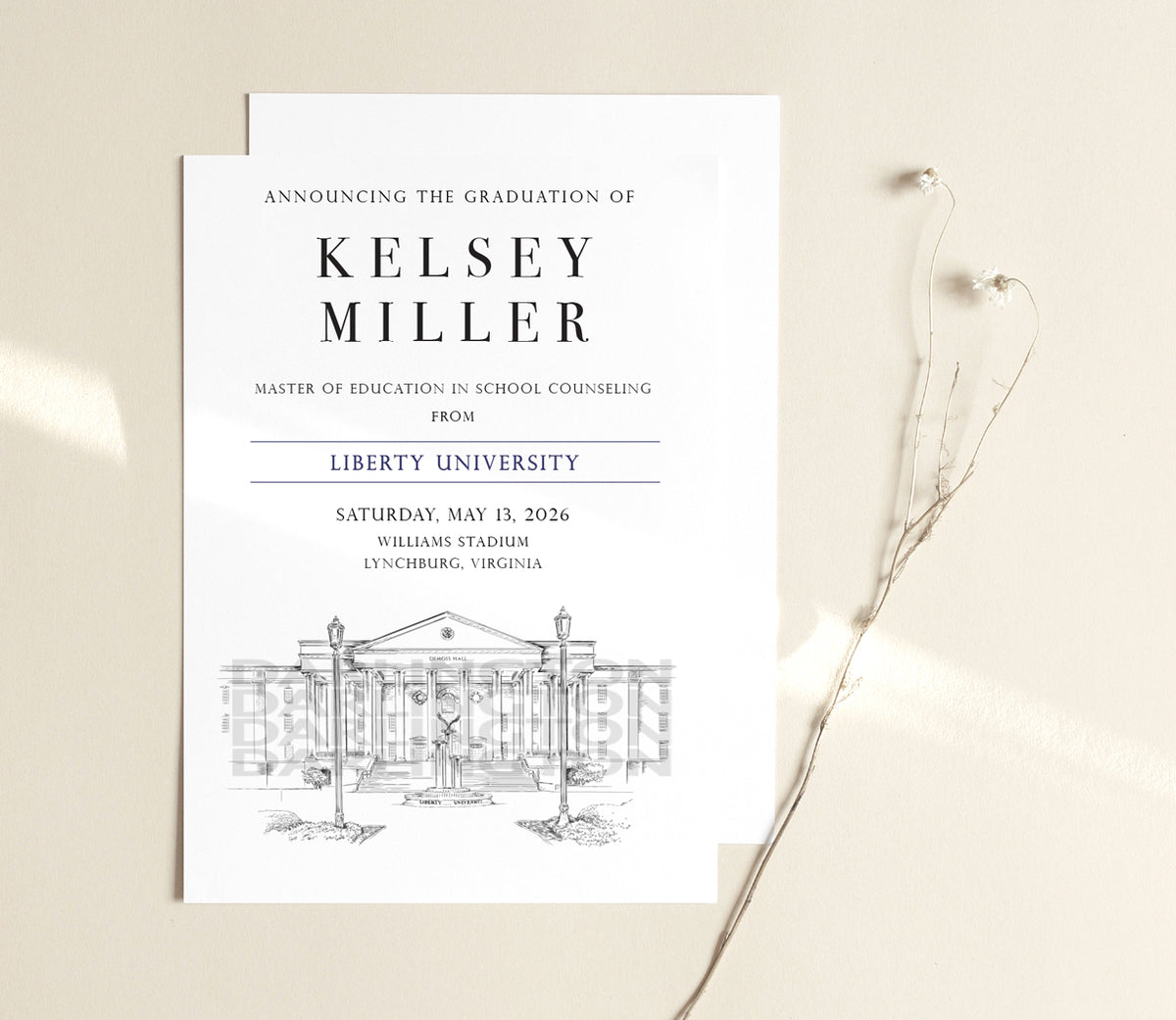 Liberty University Graduation Announcement, Invitation, Invite, Univ ...
