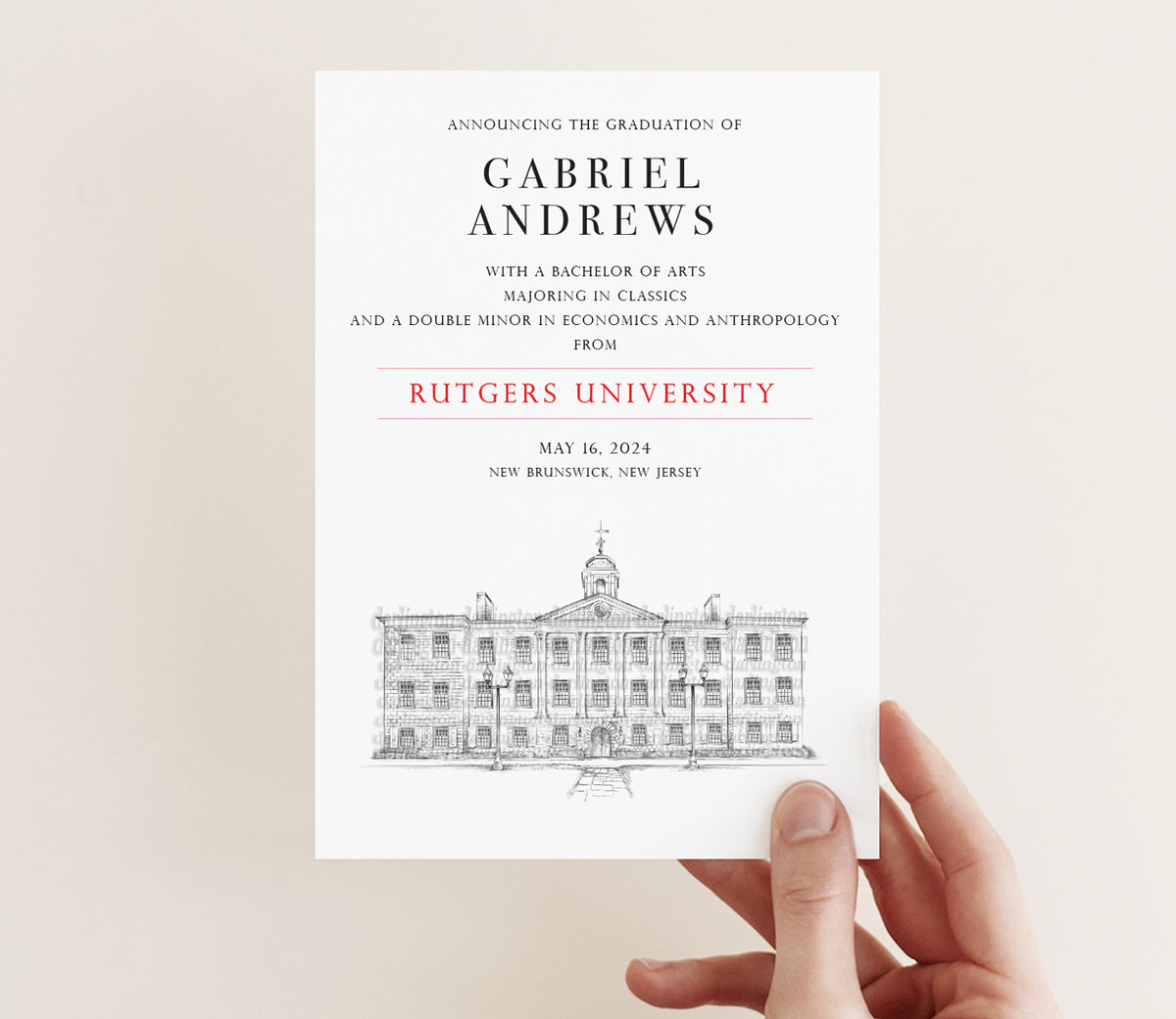 Rutger University Graduation Announcement, Invitation, Invite, Univ, G ...